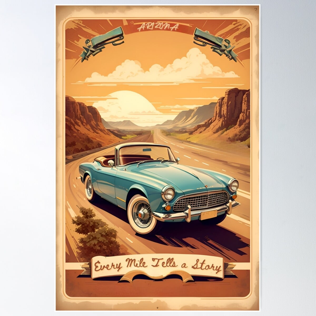 Every Mile Tells A Story: Vintage Retro Car Poster Wall Art, Modern ...