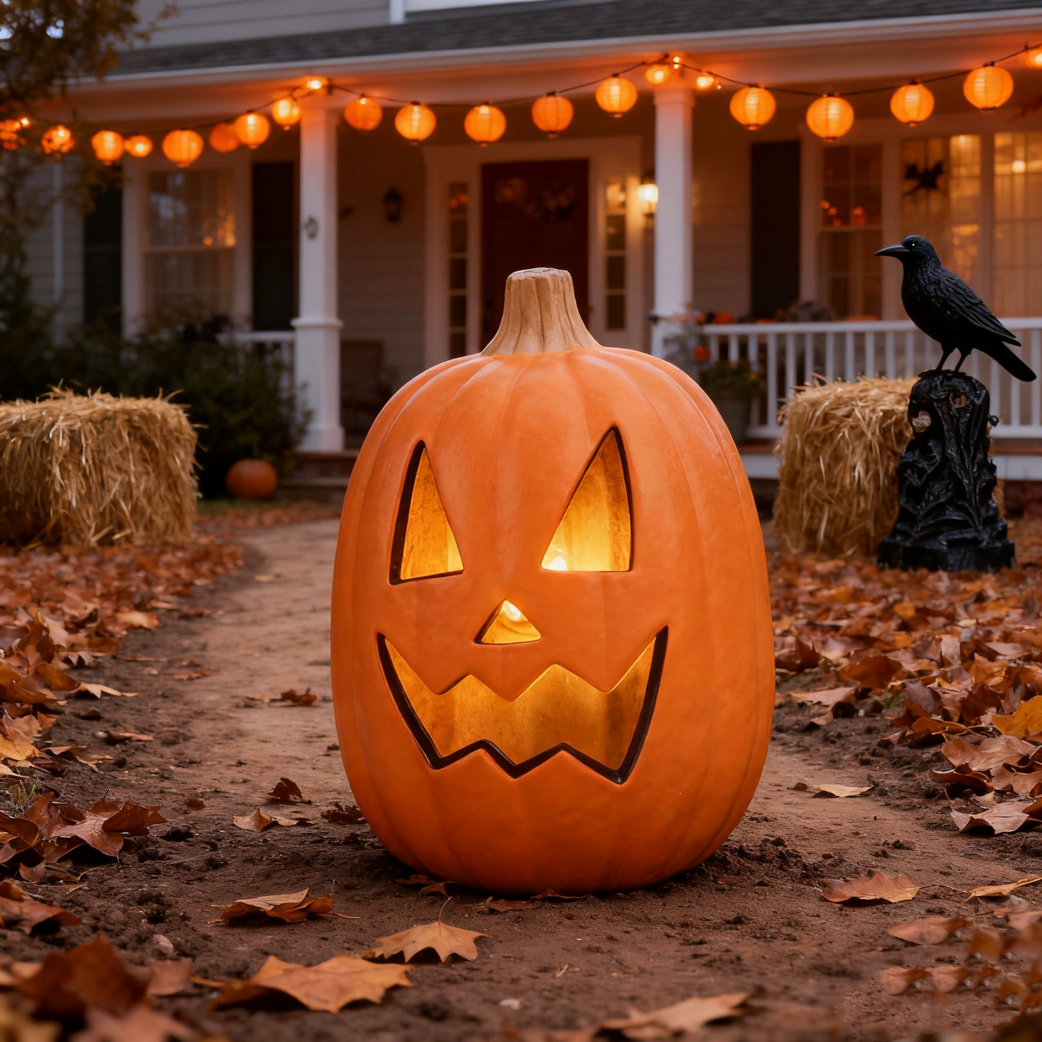 Every Moment Counts 16" Jumbo Scary LED Pumpkin Light - Extra Large Pre ...