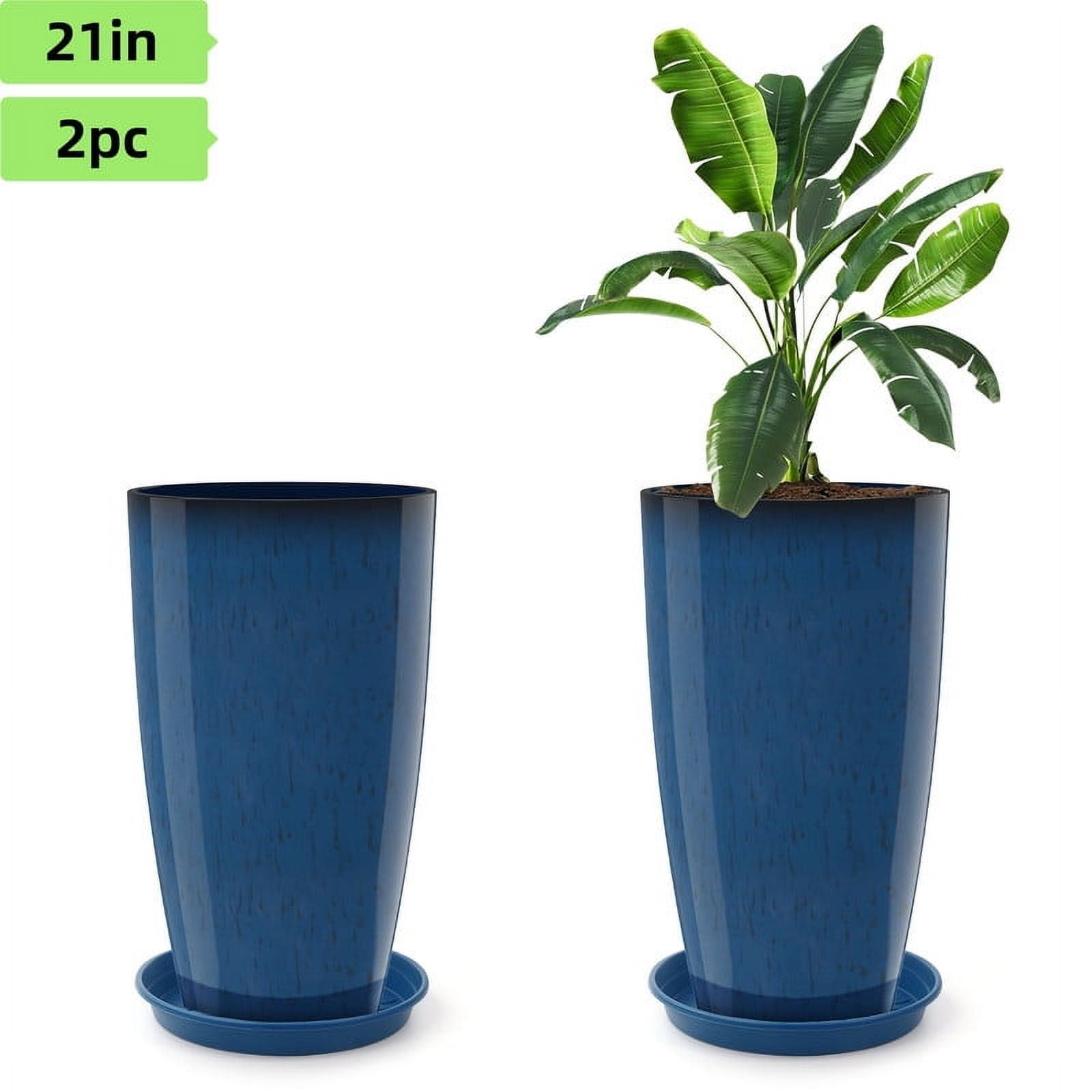 Every Moment Counts 2-Pack 21" Tall Lightweight Modern Planters with ...