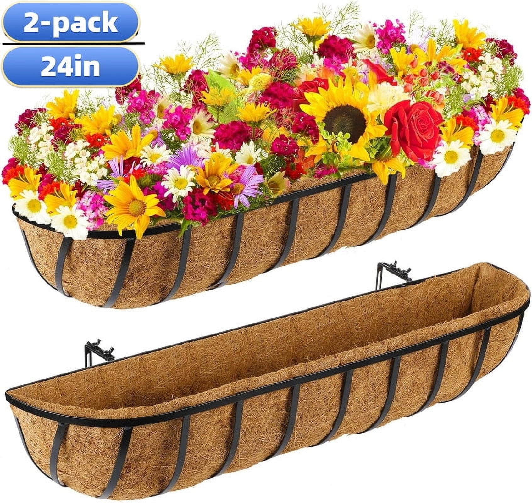 Every Moment Counts 2-Pack 24" Vertical Stack Railing Planters, Window ...