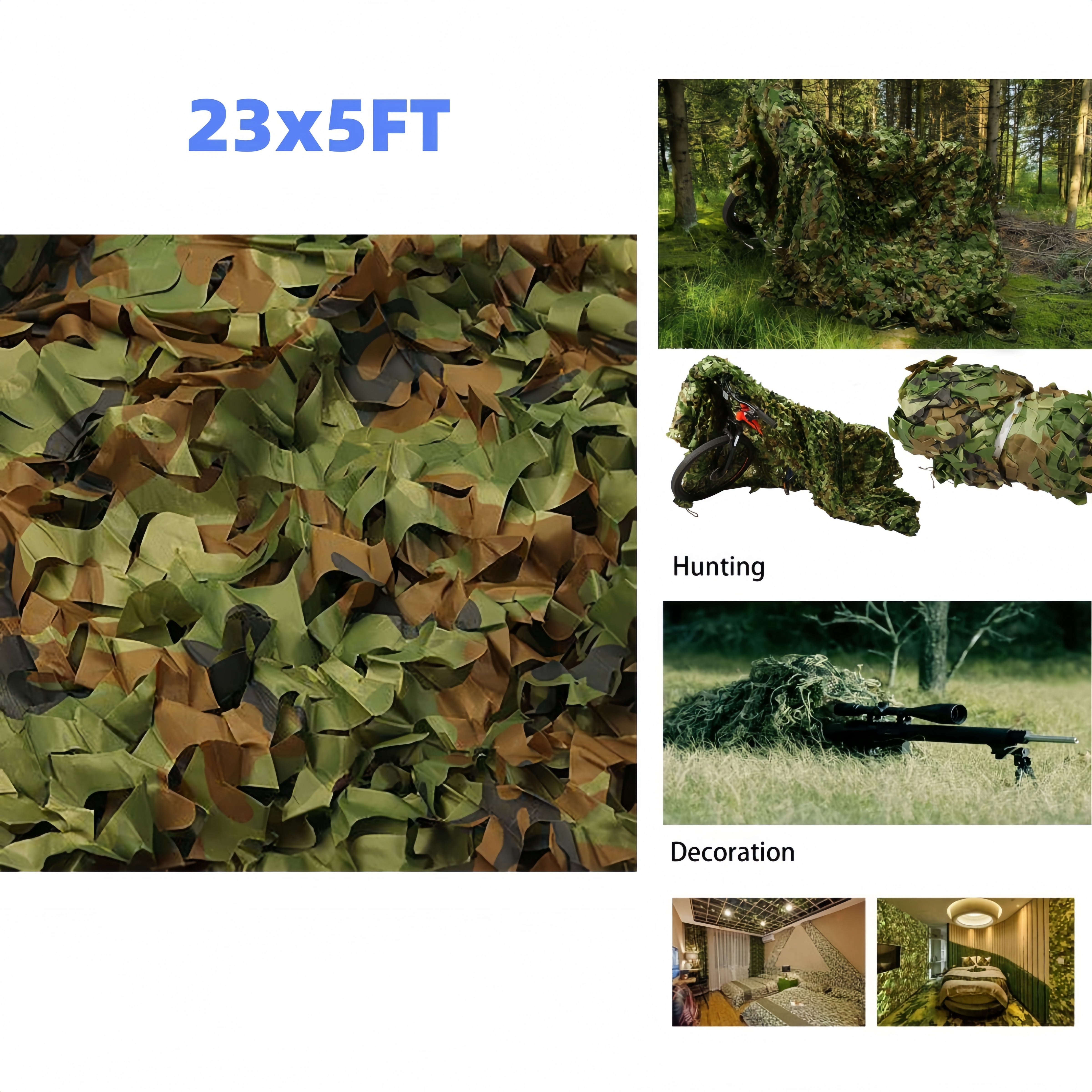 Every Moment Counts 23 x 5 FT Camo Netting, Camouflage Net, Bulk Roll ...