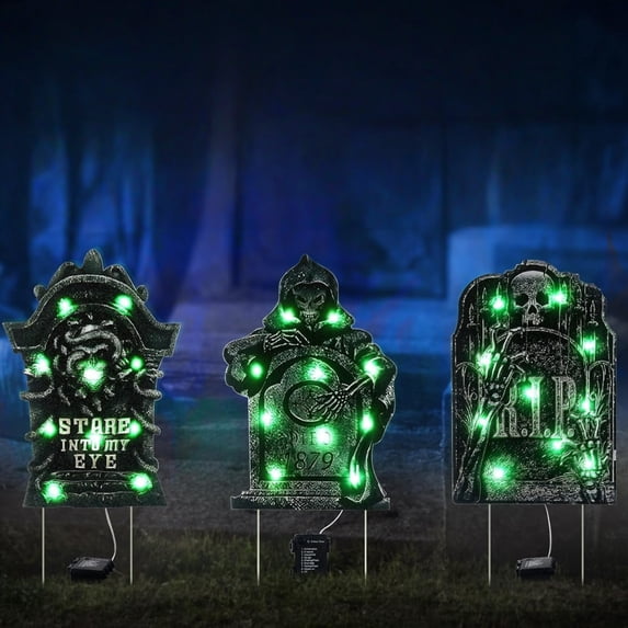 Every Moment Counts 3-Pack LED Light-Up Tombstone Set, Weatherproof ...