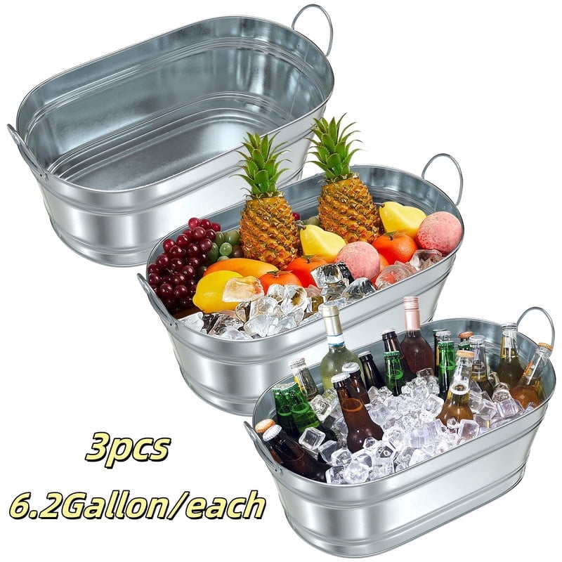 Every Moment Counts 3 Pcs Insulated Galvanized Metal Ice Bucket with ...