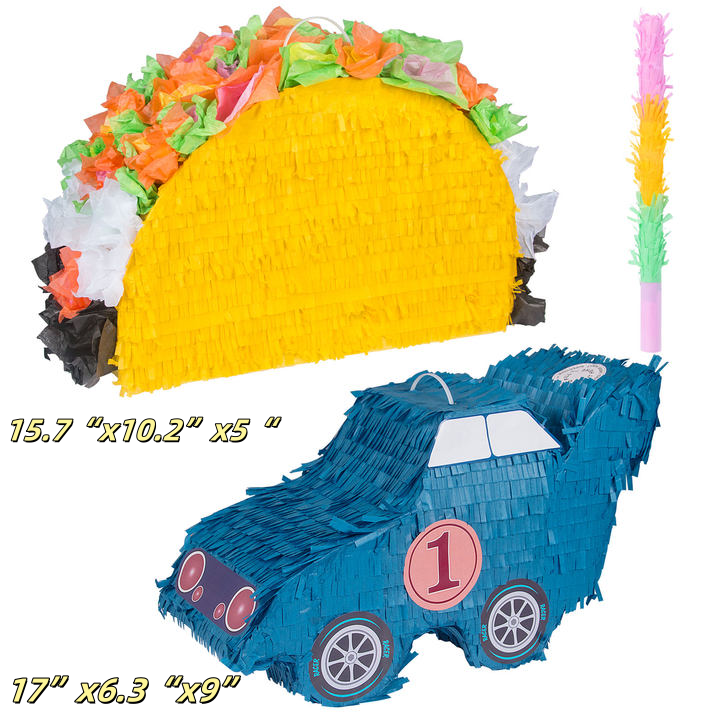 Every Moment Counts Car Piñata Bundle 17x6.3x9" & Taco Tuesday Piñata ...