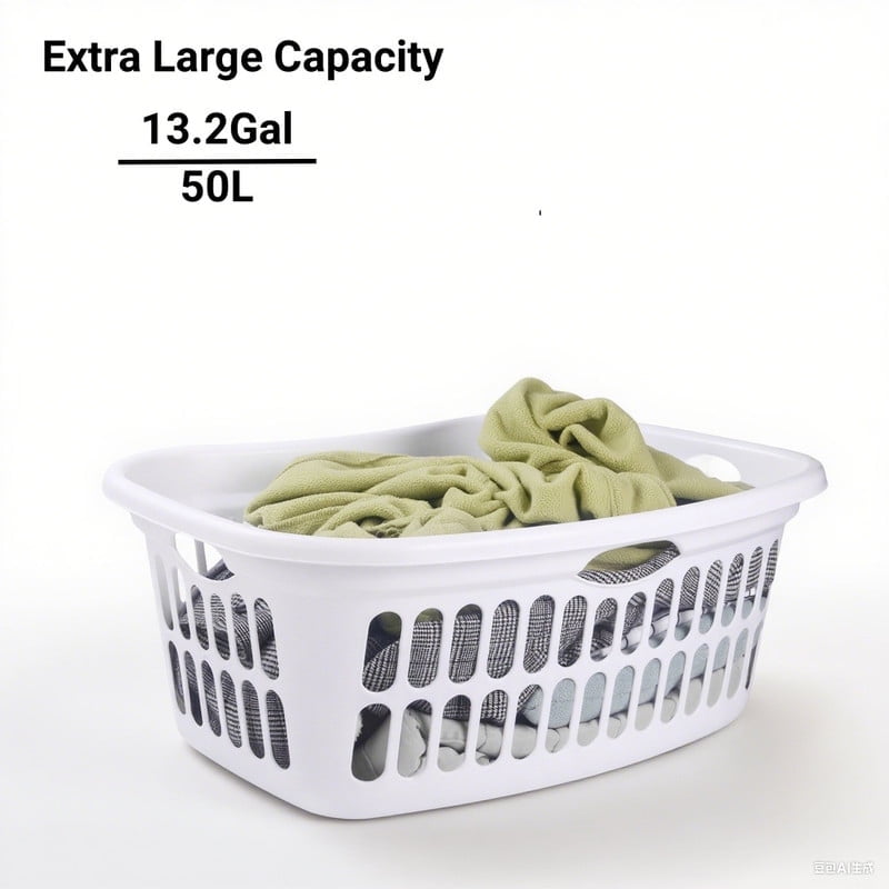 Every Moment Counts Extra Large Laundry Basket 13.2Gal - White Heavy Duty Hamper w/Lid, High ...