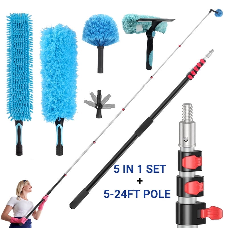 Every Moment Counts Pro 24FT Telescoping Cleaning System, Heavy Duty ...