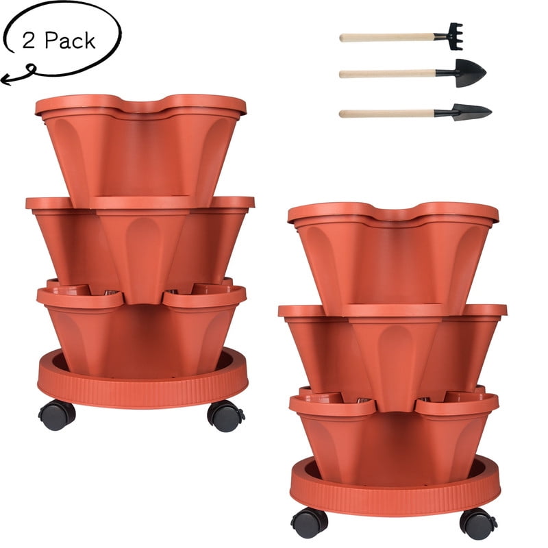 Every Moment Counts Stackable Vertical Garden Planter 2PC 3-Tier for ...