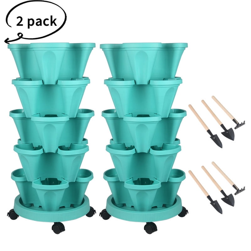 Every Moment Counts Stackable Vertical Garden Planter 2PC 5-Tier for ...