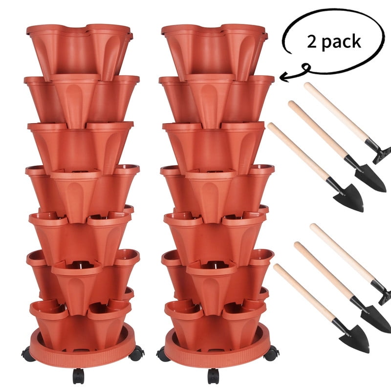 Every Moment Counts Stackable Vertical Garden Planter 2PC 7-Tier for ...