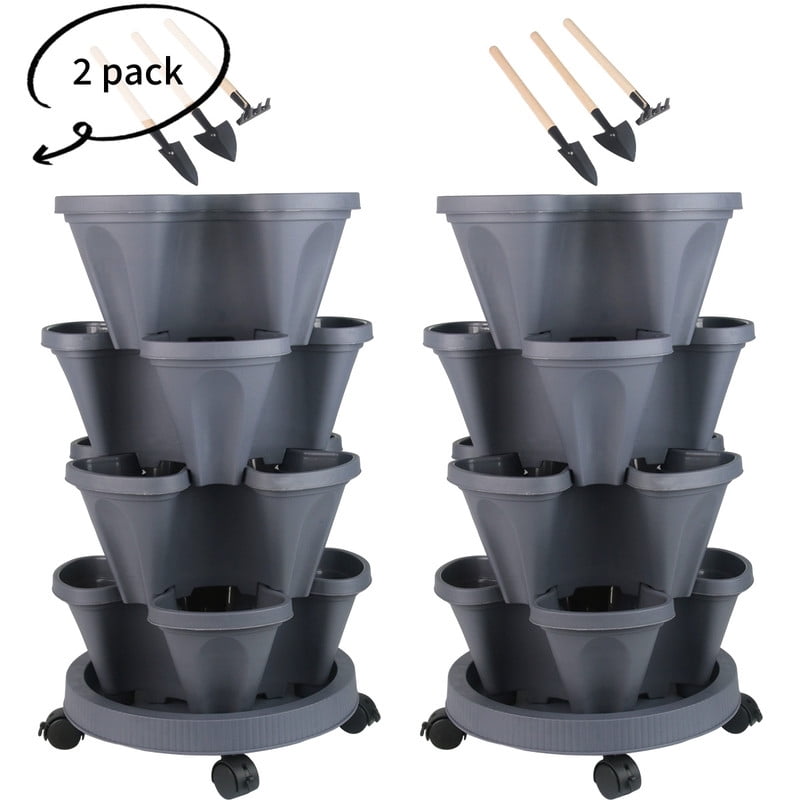 Every Moment Counts Stackable Vertical Planter 2PC 4-Tier Gardening ...
