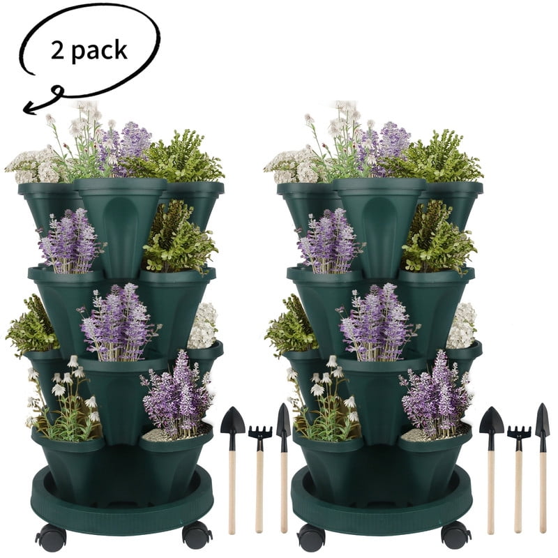 Every Moment Counts Stackable Vertical Planter 2PC 4-Tier Gardening ...