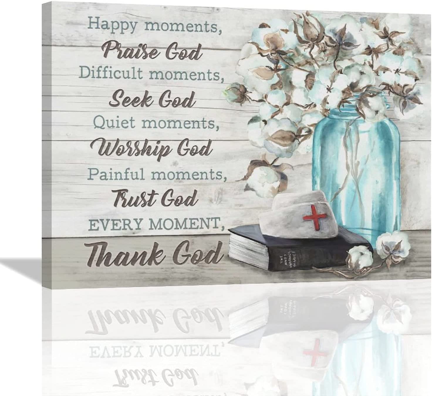 Every Moment Thank God Canvas Wall Art Nurse Cap Painting for Wall ...