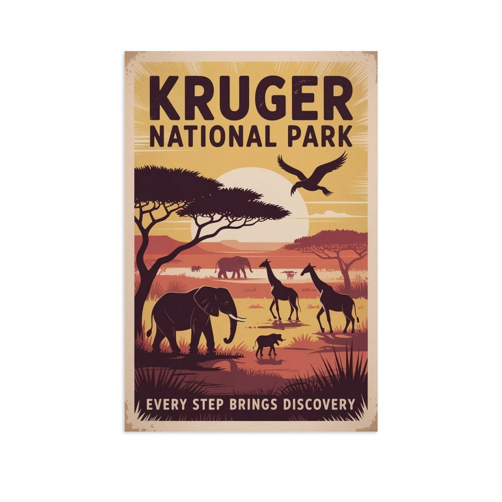 Every Step Brings Discovery Kruger National Park Retro Travel Poster ...