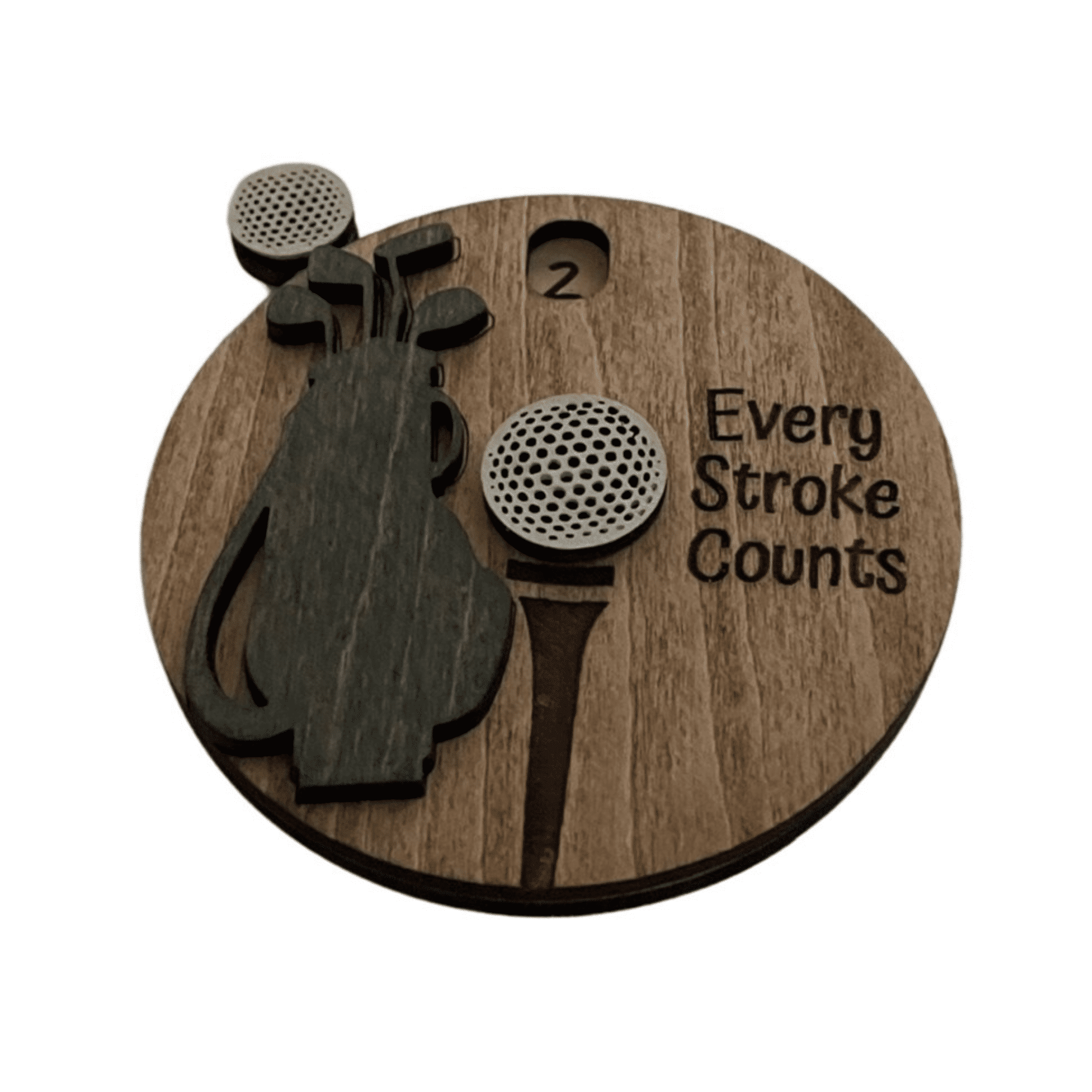 Every Stroke Counts Golf Stroke Counter, Wooden Round Disc with Golf ...