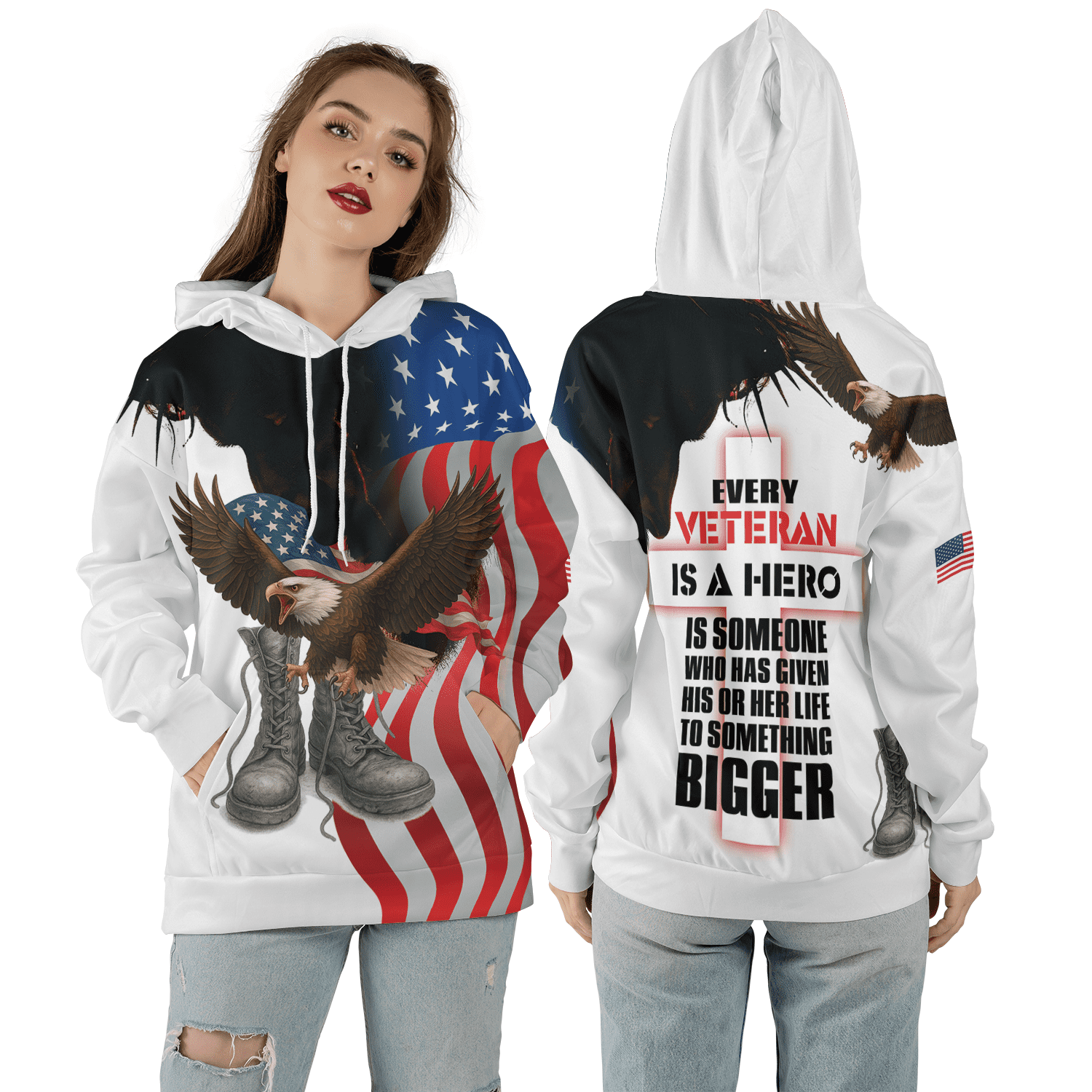 Every Veteran Is A Hero 3D Eagle Memory Hoodie, Veteran Eagle 3D Print ...