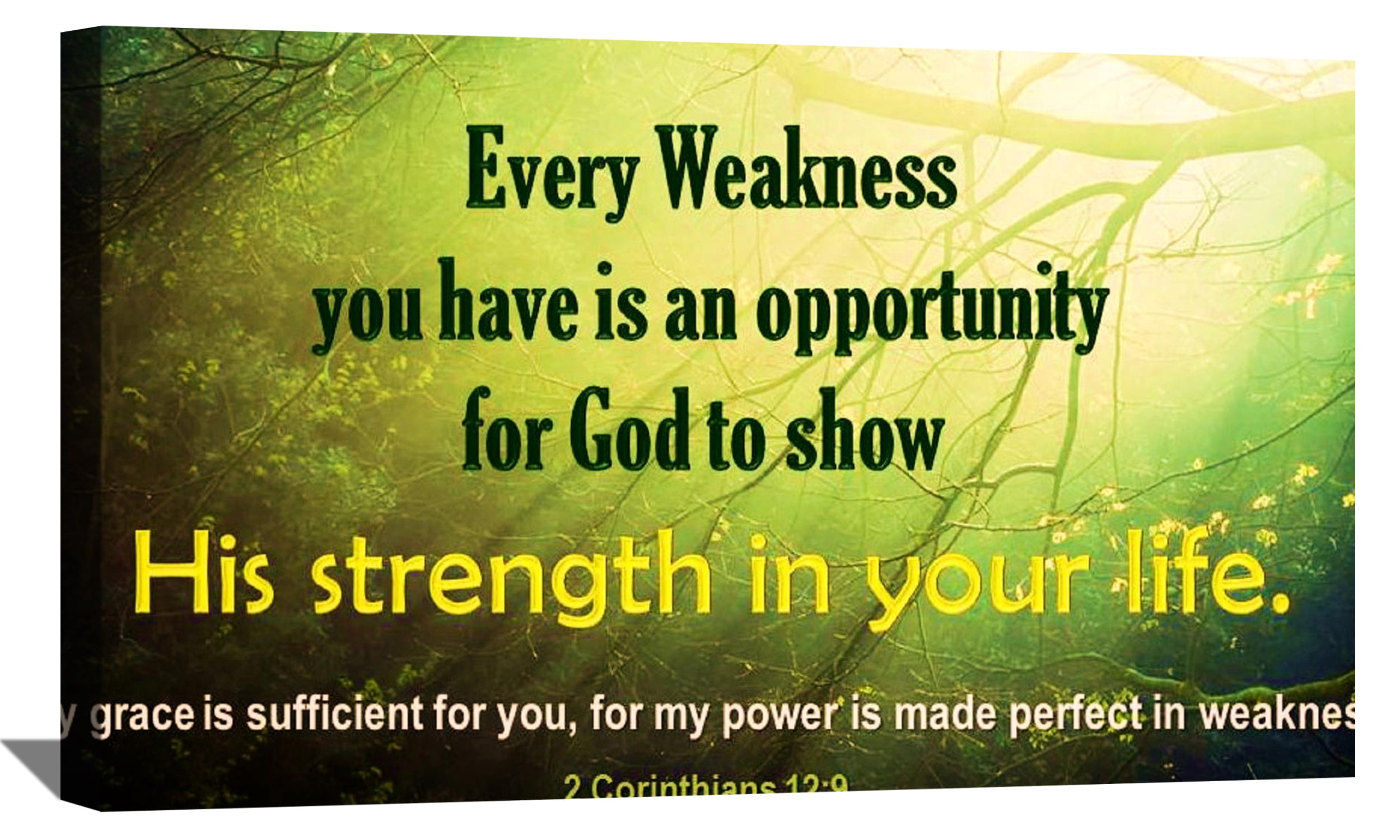 Every Weakness Inspirational Christian Artwok Bible Verse Quotes Canvas ...