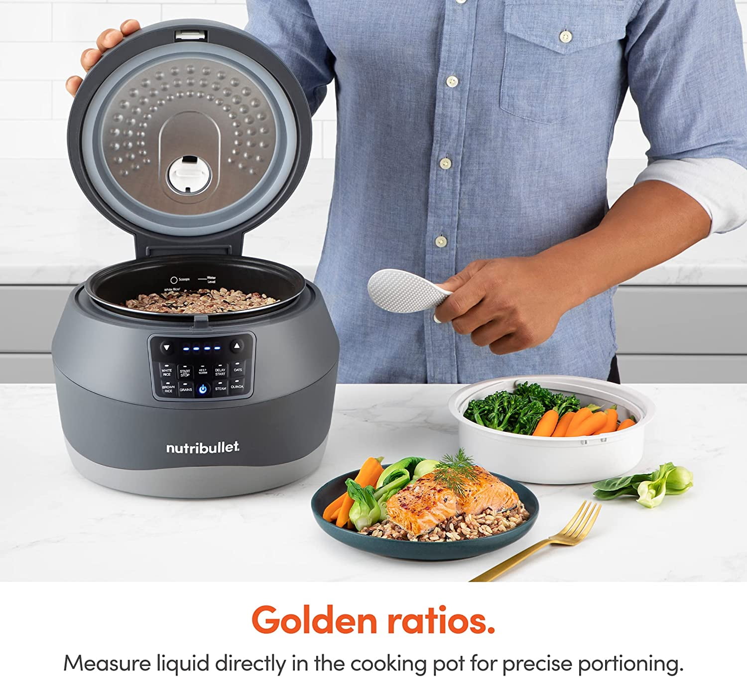 EveryGrain Cooker with Rice, Oats, Quinoa Presets, 10-Cup Non-Stick Pot ...