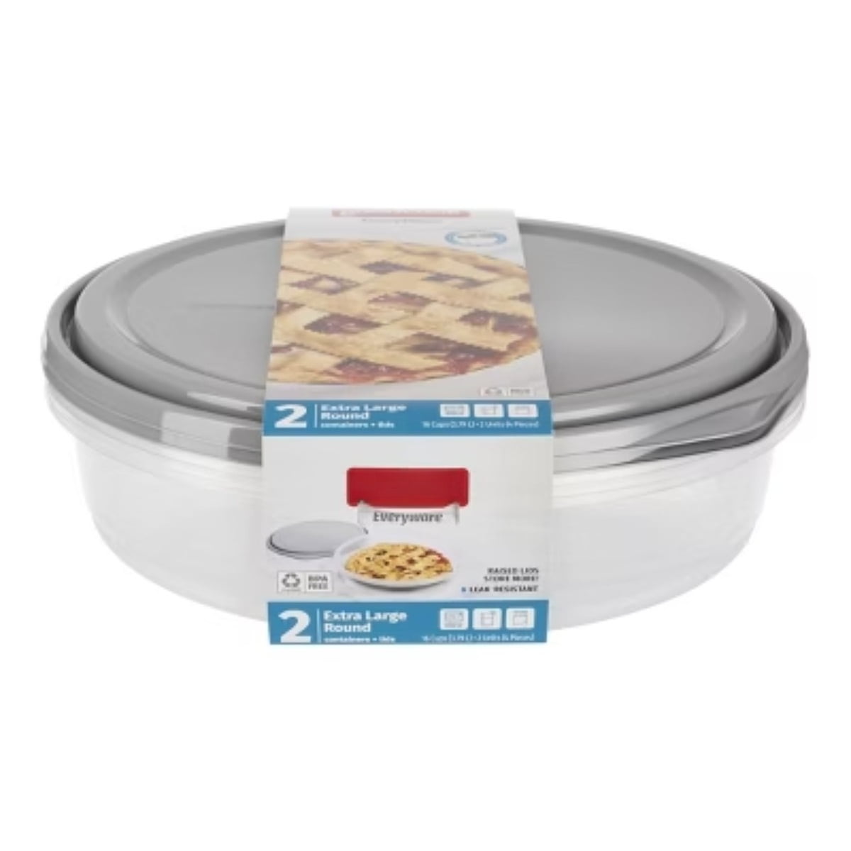 EveryWare 4Pc Gray Round Food Storage Containers - 1 Gallon/12 Inch - Walmart.com