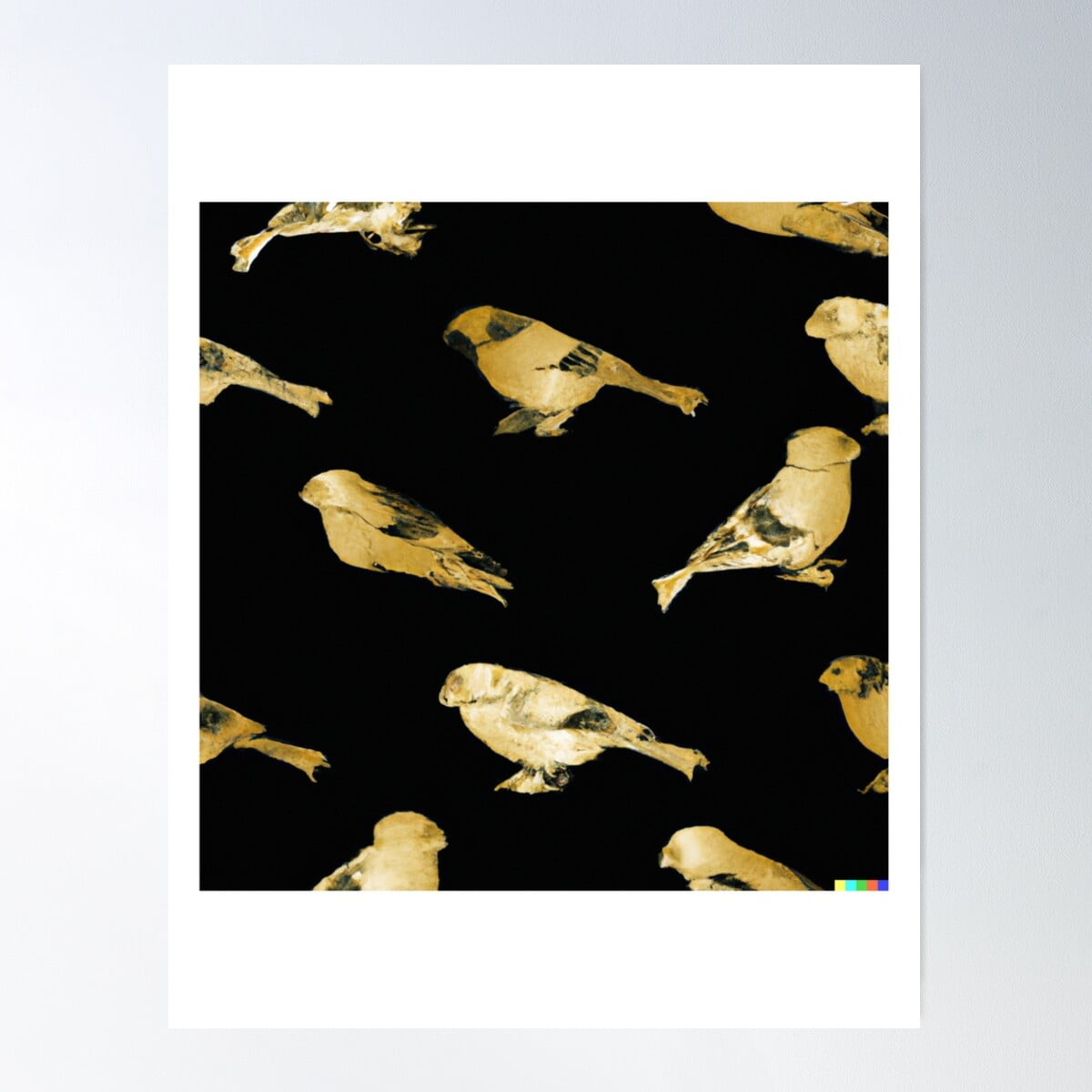 Everybirdy Golder Birds Pattern Poster Wall Art, Modern Wall Decor For ...
