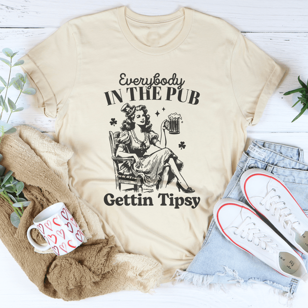Everybody In The Pub Gettin Tipsy Tee Athletic Heather S Peachy Sunday ...