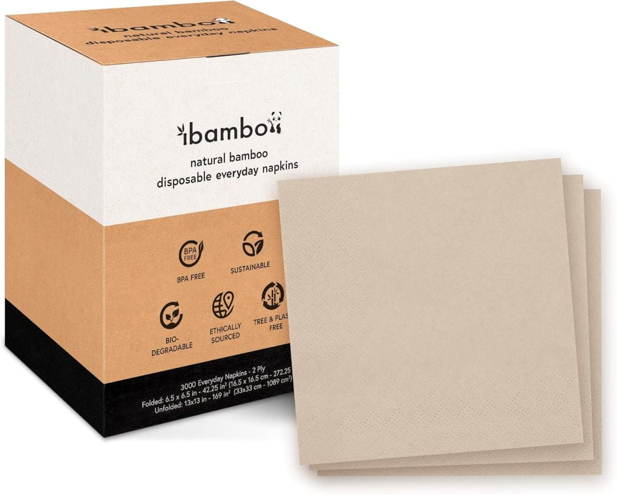 Everyday 100% Bamboo Eco Friendly Napkins (3000-Pack) | All Natural ...