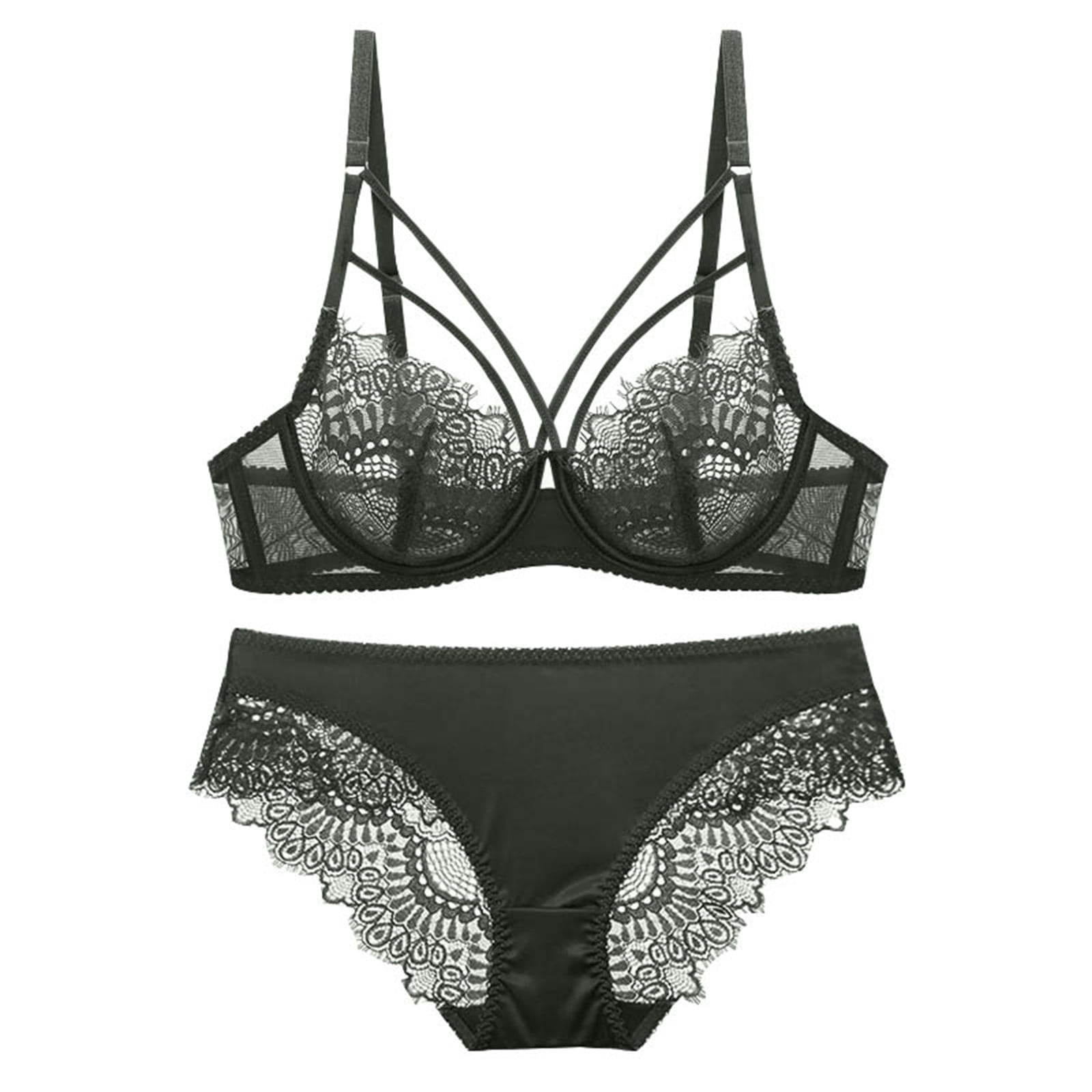 Everyday Bras for Women Men Med Underwear Lace Satin Lingerie Set with ...