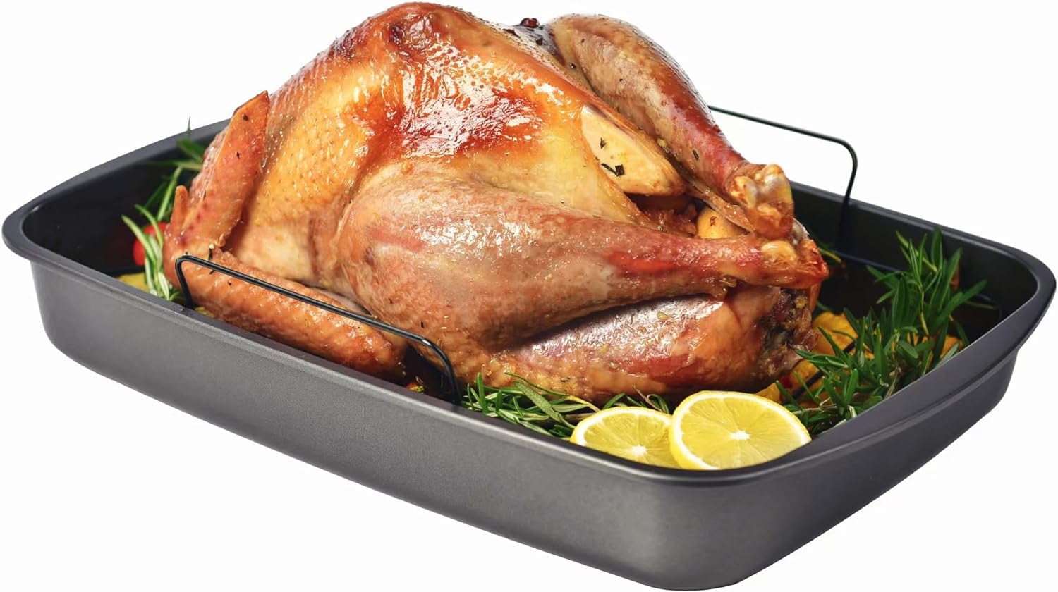 Everyday Classic Turkey Roasting Pan with Rack - Nonstick Roaster Pan ...
