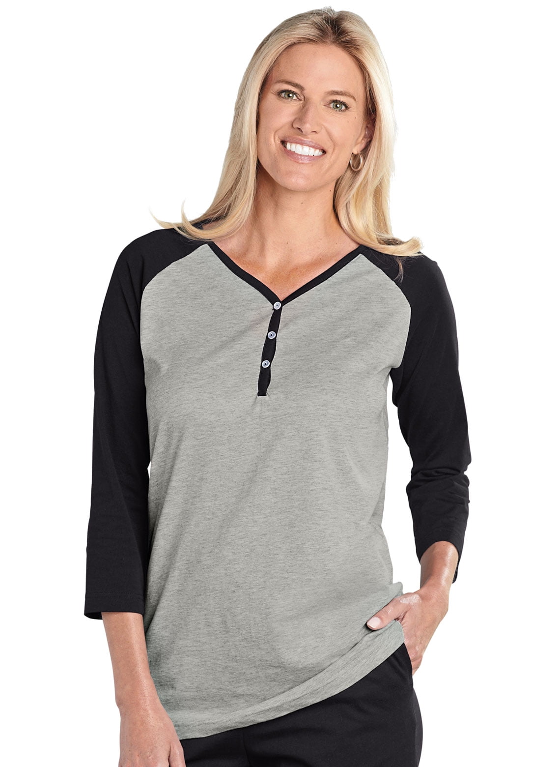 Everyday Colorblock Henley by Freedom Fit Zone - Walmart.com