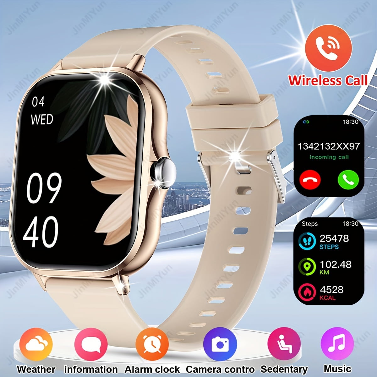 [Everyday Comfort]1.83"Full-Screen Touch Smartwatch(Rose Golden&Black ...