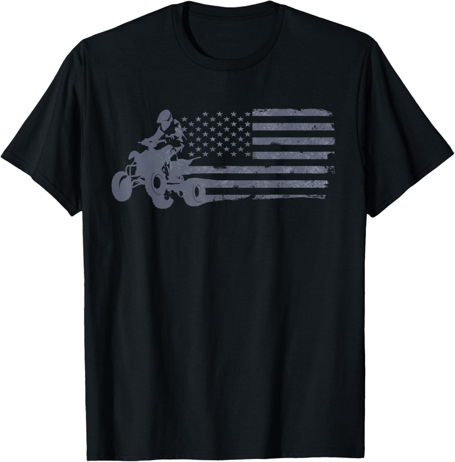 Everyday Cotton Comfort - ATV Quad Four Wheeler Bike Rider American Flag Distressed T-Shirt ...