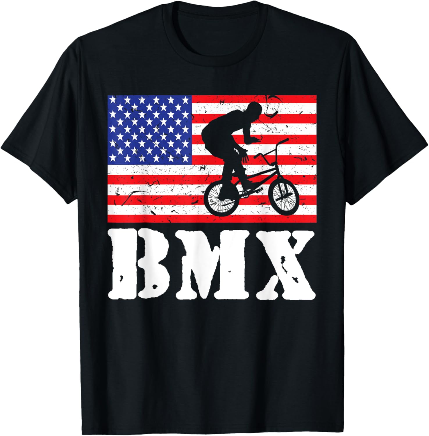 Everyday Cotton Comfort - Distressed BMX Riding USA American Flag ...