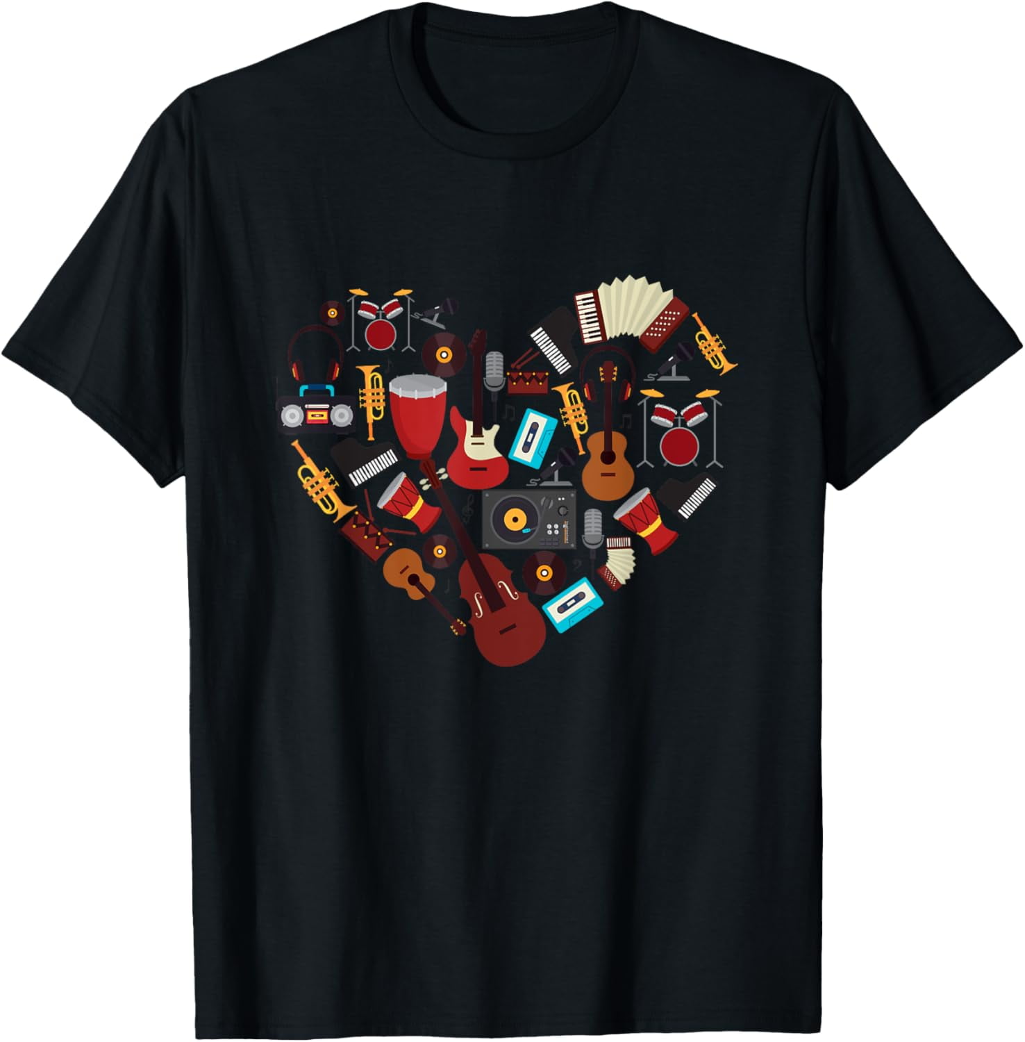 Everyday Cotton Comfort - I Love Music Cool Musical Instruments Heart ...