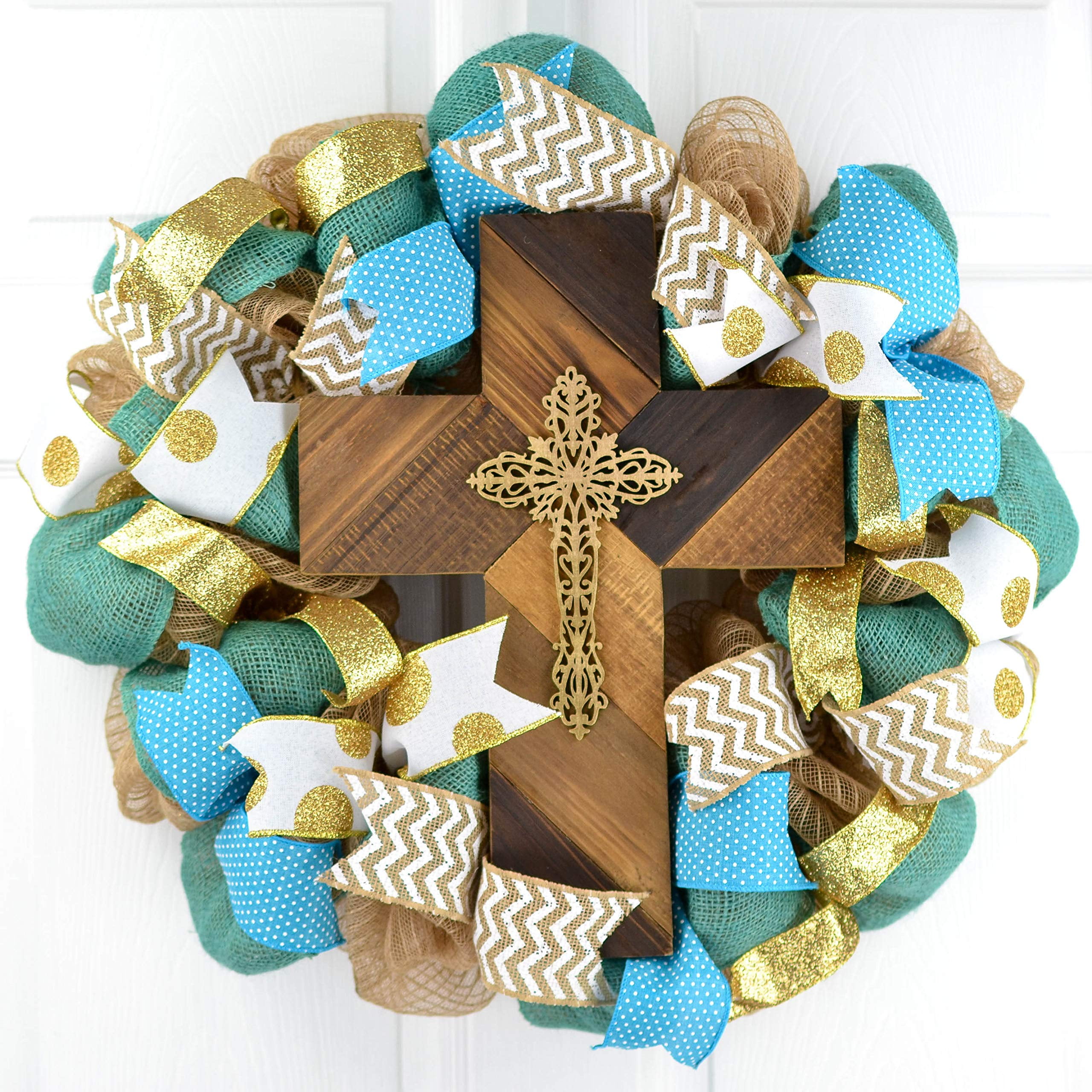 Everyday Cross Wreath, Religious Front Door Wreath, Wreaths for Church ...