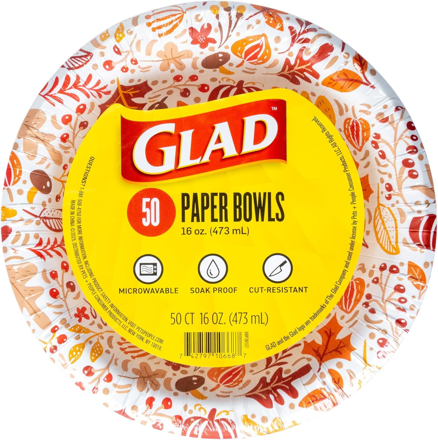 Everyday Disposable Paper Bowls with Happy Fall Design, Cut-Proof ...
