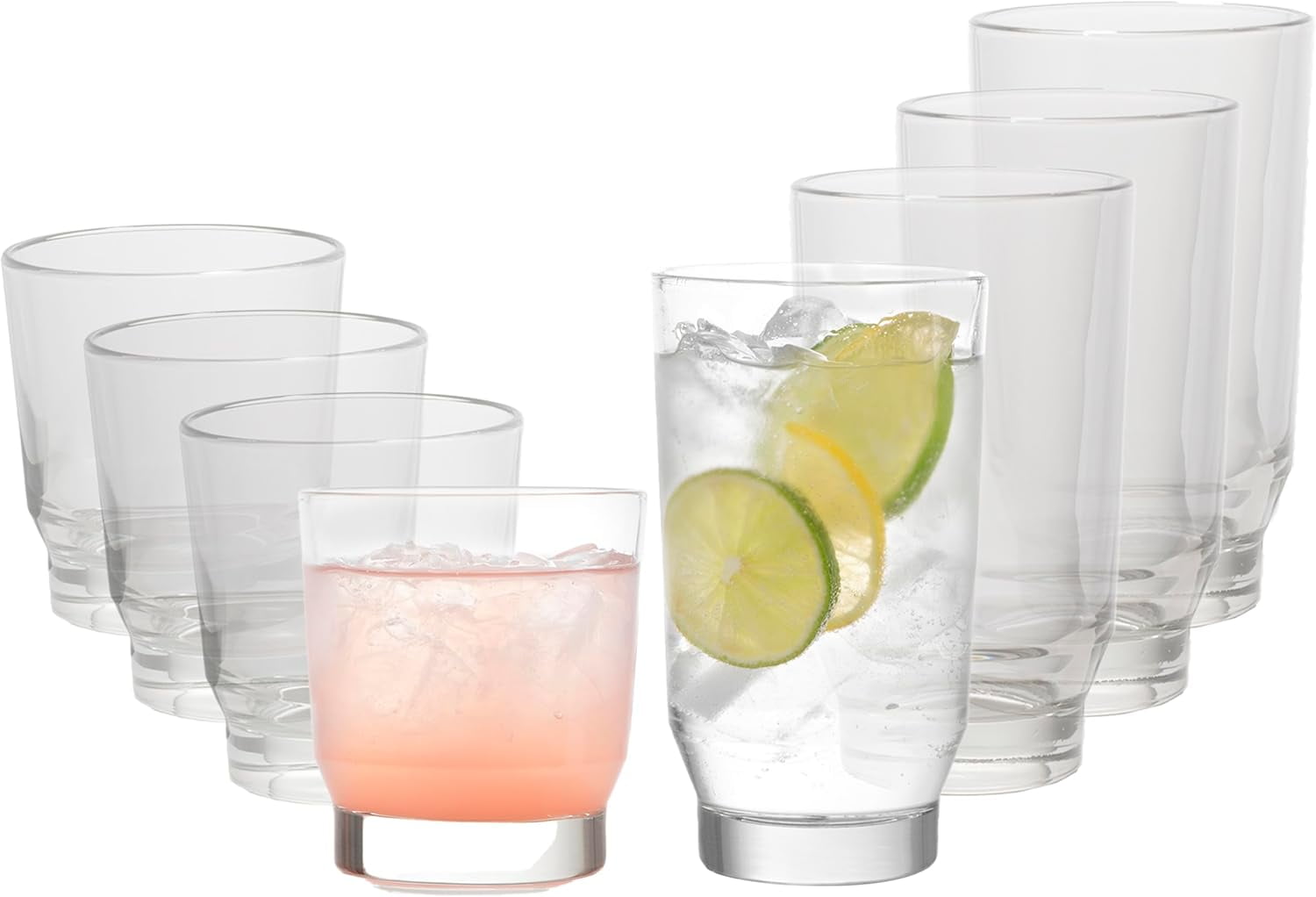 Everyday Drinking Glasses 8-Piece Set, Geometric DOF and Glass Set ...