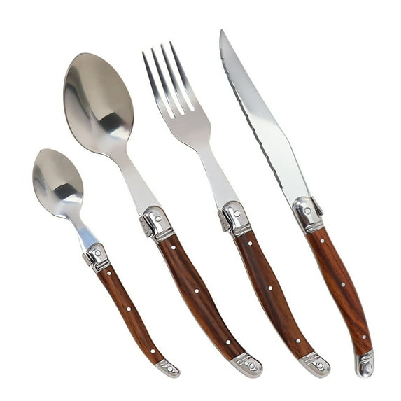 Everyday Flatware Set With Ivory Handles, Stainless Steel Dinnerware ...