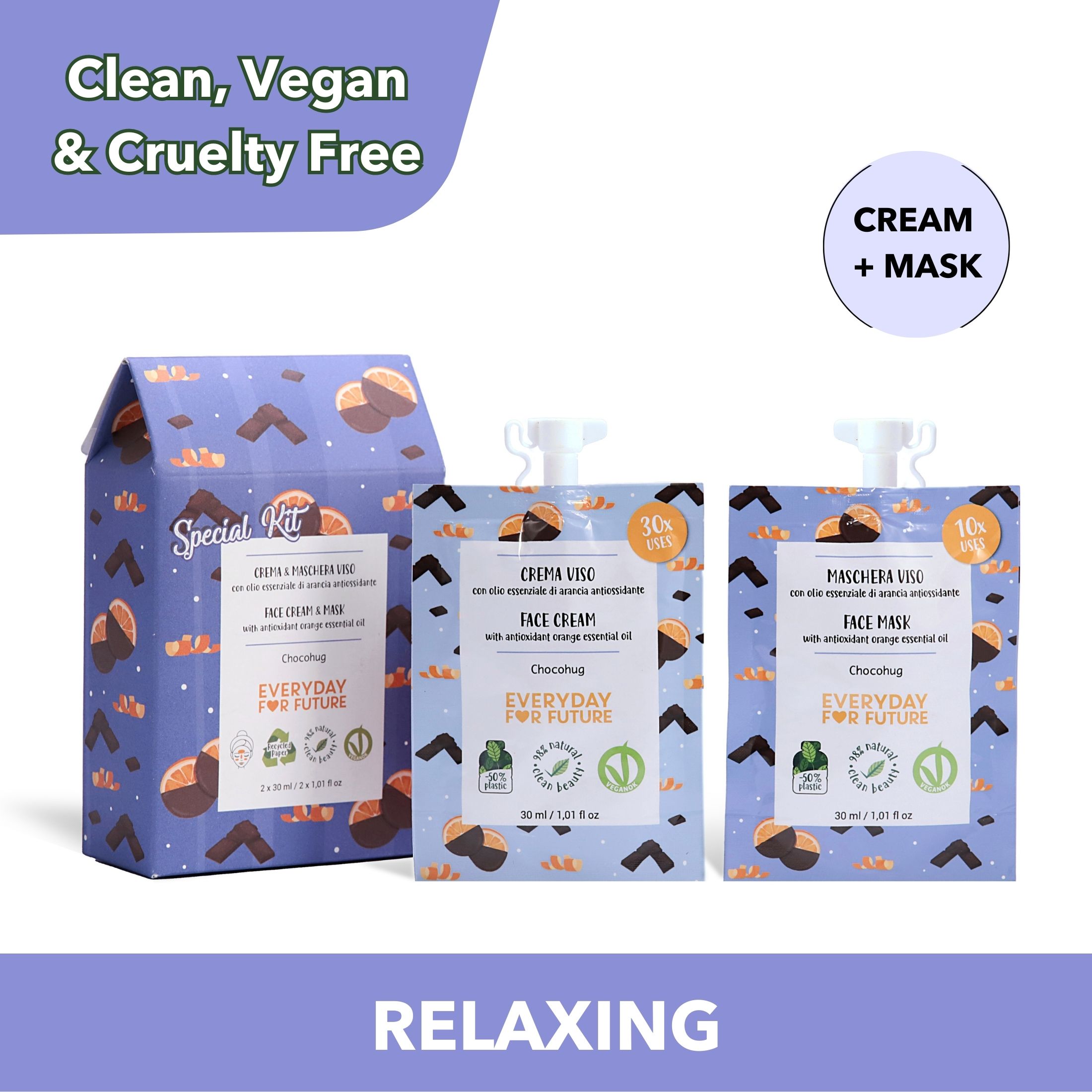 Everyday For Future Choco Hug Face Cream & Face Mask Kit, Relaxing, 2 x ...