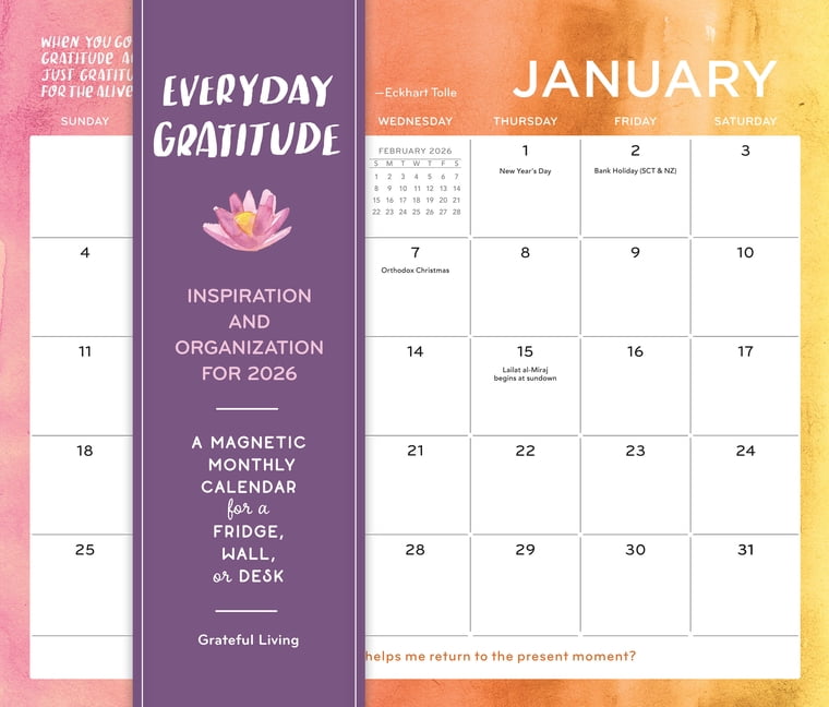 Everyday Gratitude Magnetic Wall Calendar 2026: A Magnetic Monthly ...