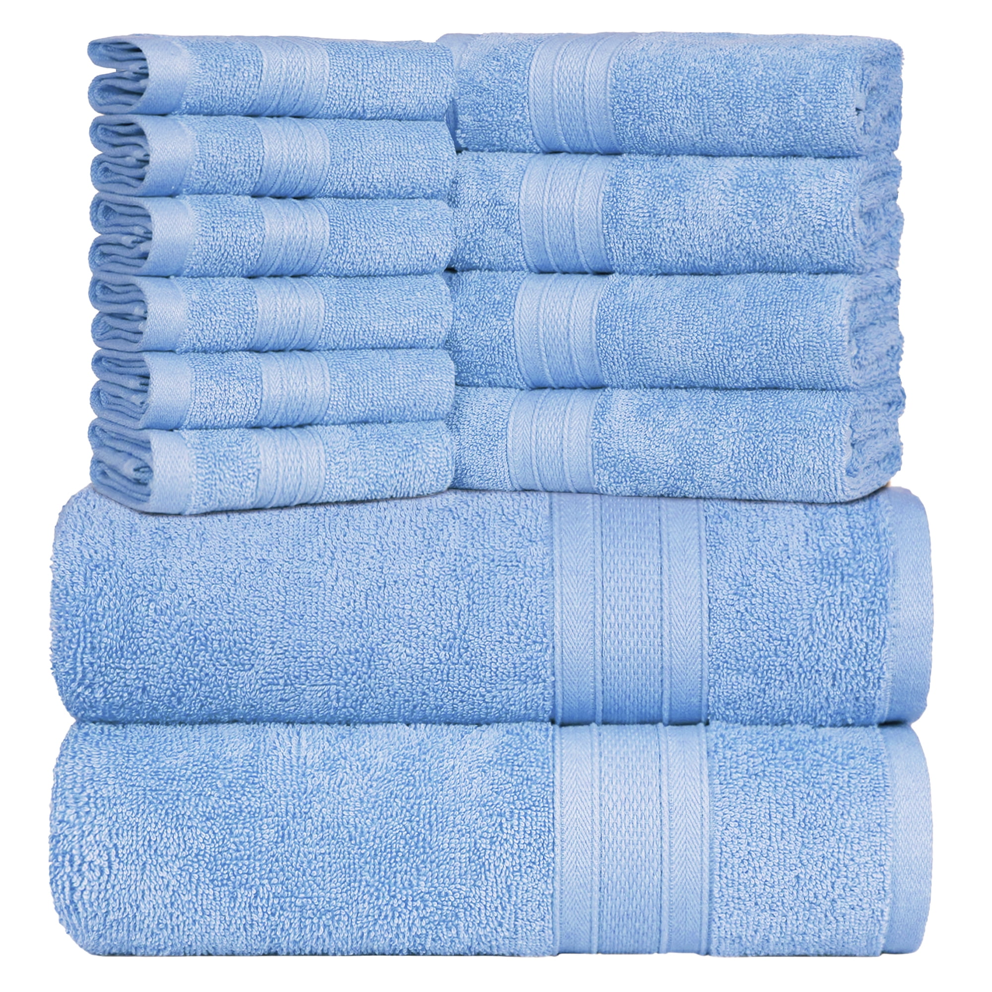 Everyday Home by Trident 12 Pc Bath Towel Set, 100% Cotton, Plush, Absorbent, Soft Comfort ...