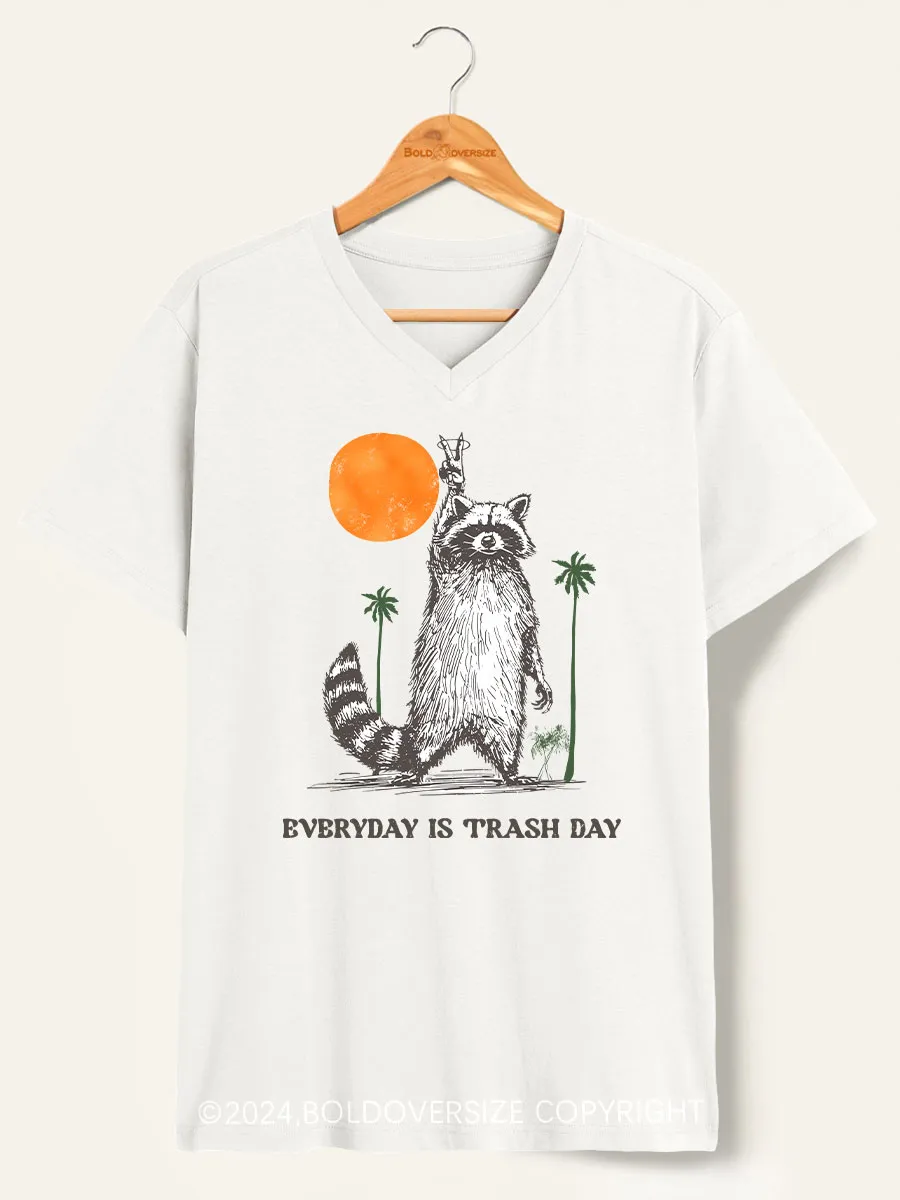 Everyday Is Trash Day Raccoon Meme V-Neck Tee - Walmart.com