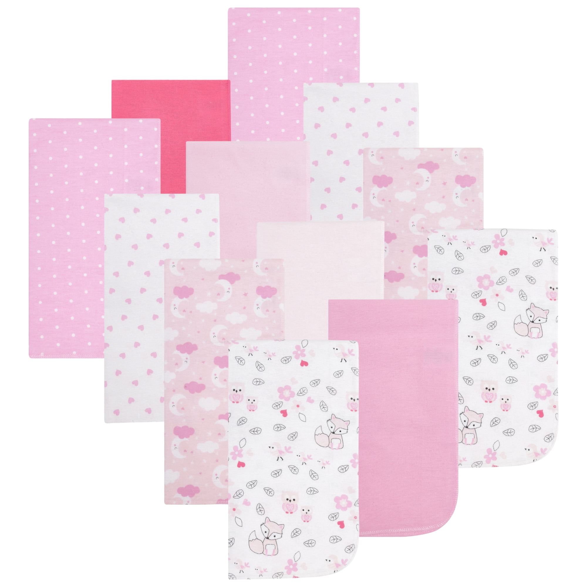 Everyday Kids 12 Pack Burp Cloths for Baby Girl - Walmart Business Supplies