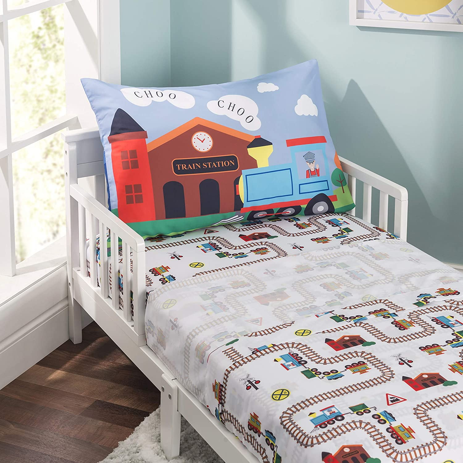 Everyday Kids 3-Piece Toddler Sheet Set - Choo Choo Train - Walmart.com
