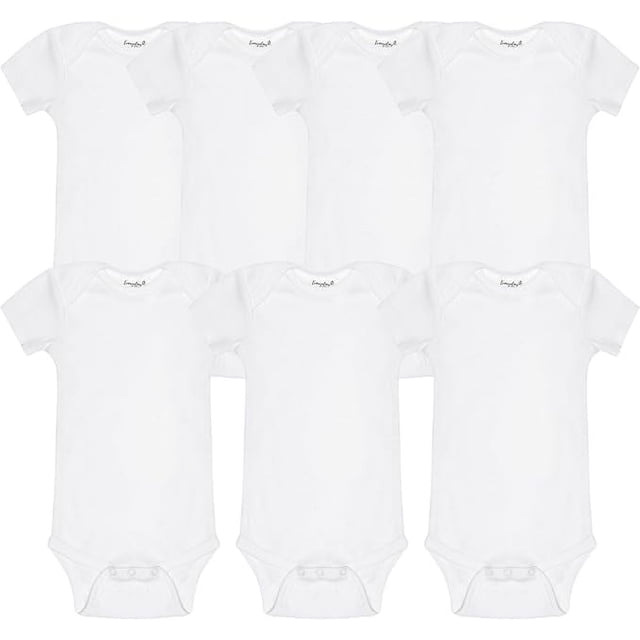 Everyday Kids 7 Pack White Short Sleeve Baby Bodysuits for Boys and ...