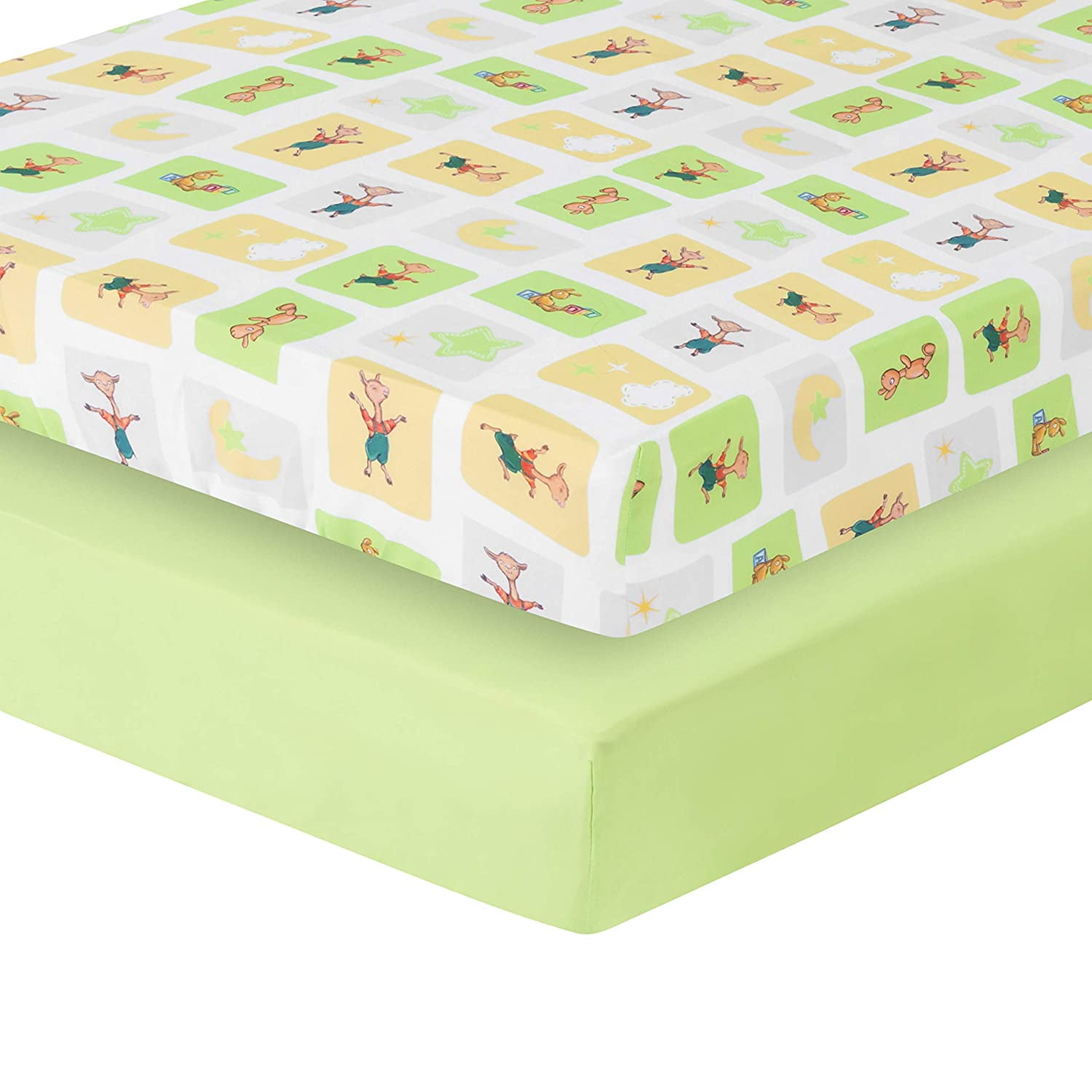 Everyday Kids Llama Llama / Green 2-Pack Fitted Crib Sheet - Walmart.com