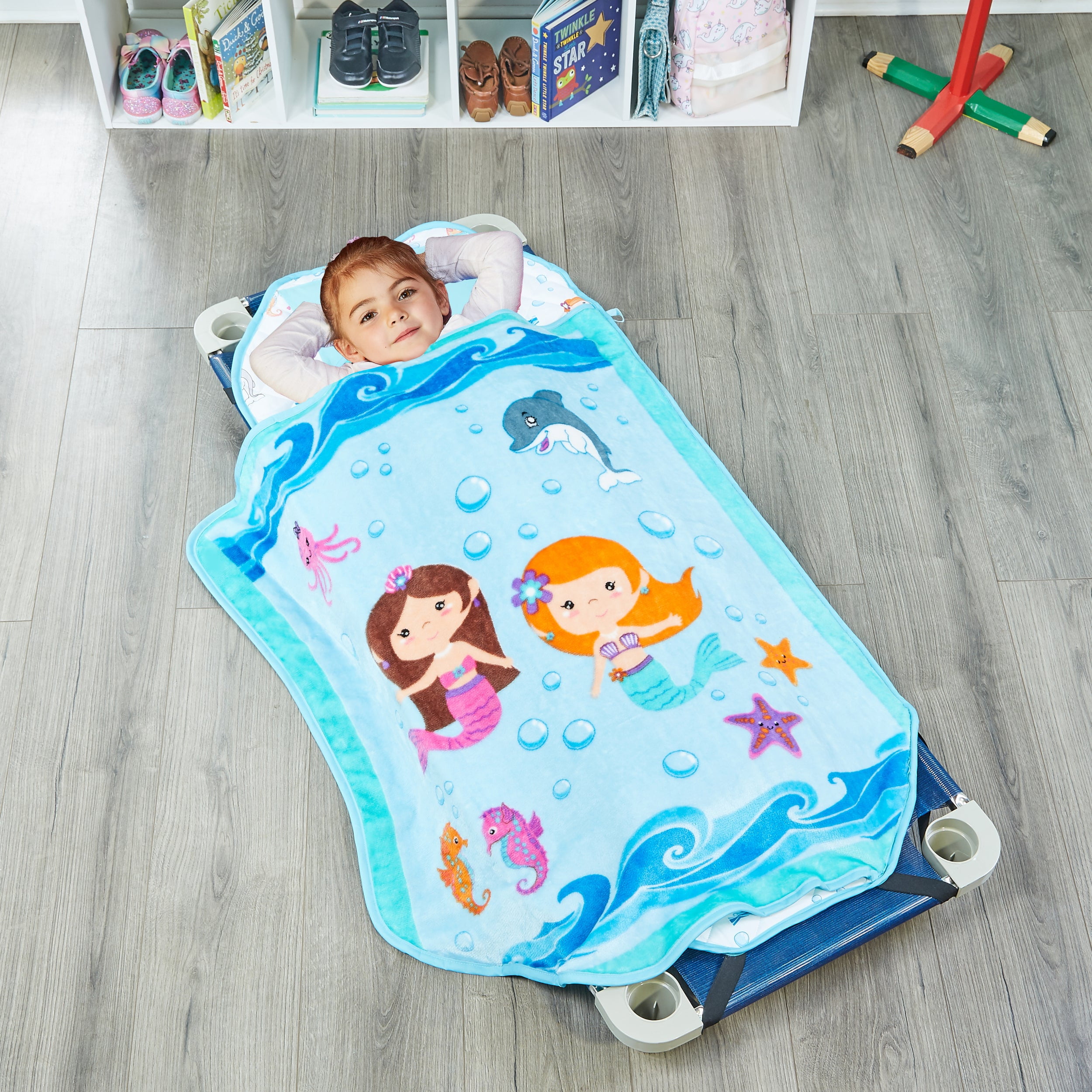 Everyday Kids Mermaid Cot Nap Mat for Preschoolers, Kindergarten and ...