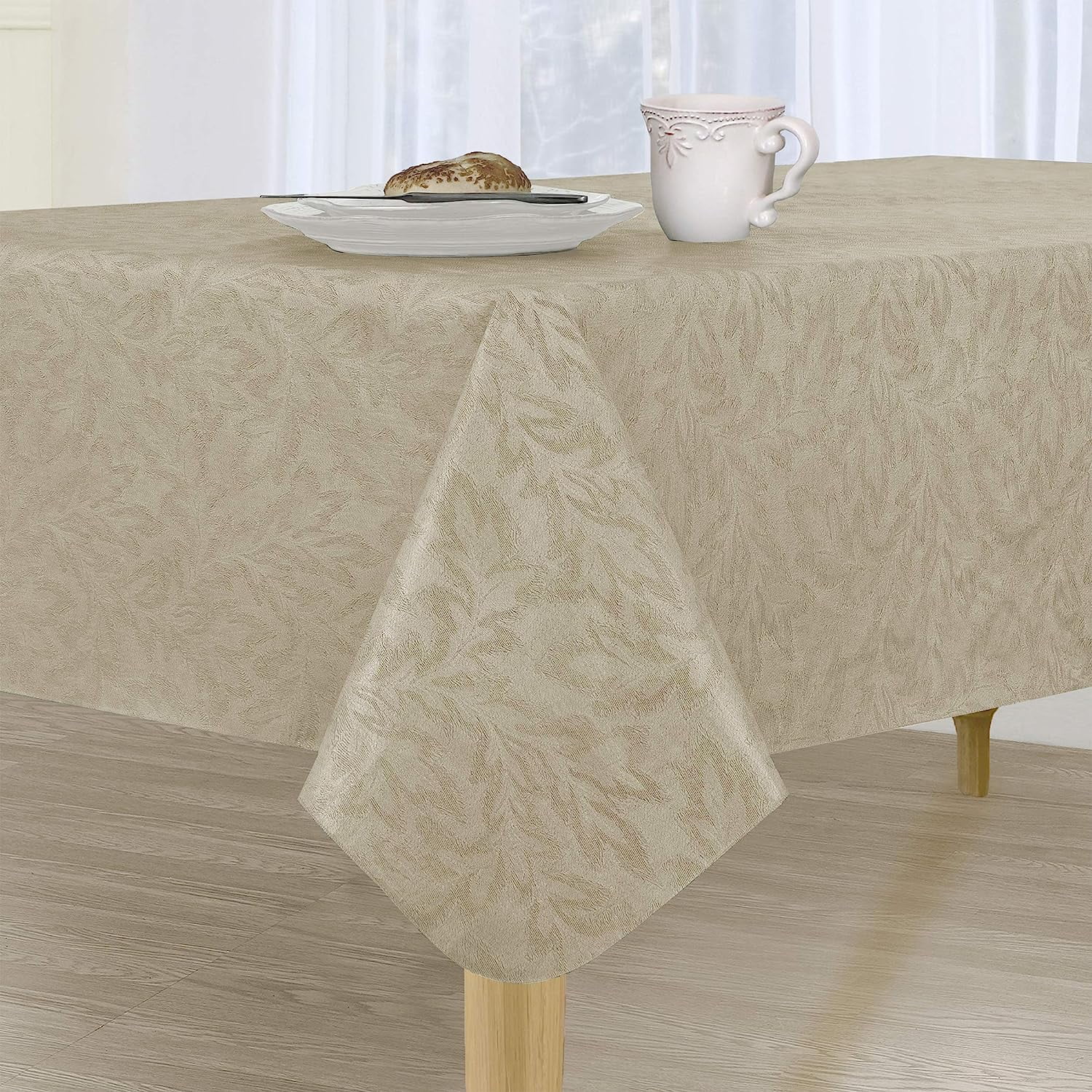 Everyday Luxuries Sonoma Vinyl Tablecloth, 60 x 84 Oblong, Vanilla ...