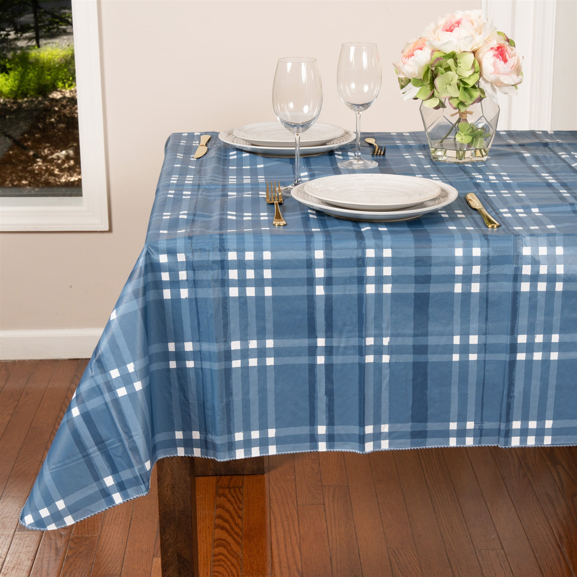 Everyday Luxuries Waterproof Oblong Fitted Tablecloth 60 x 84 Inch ...