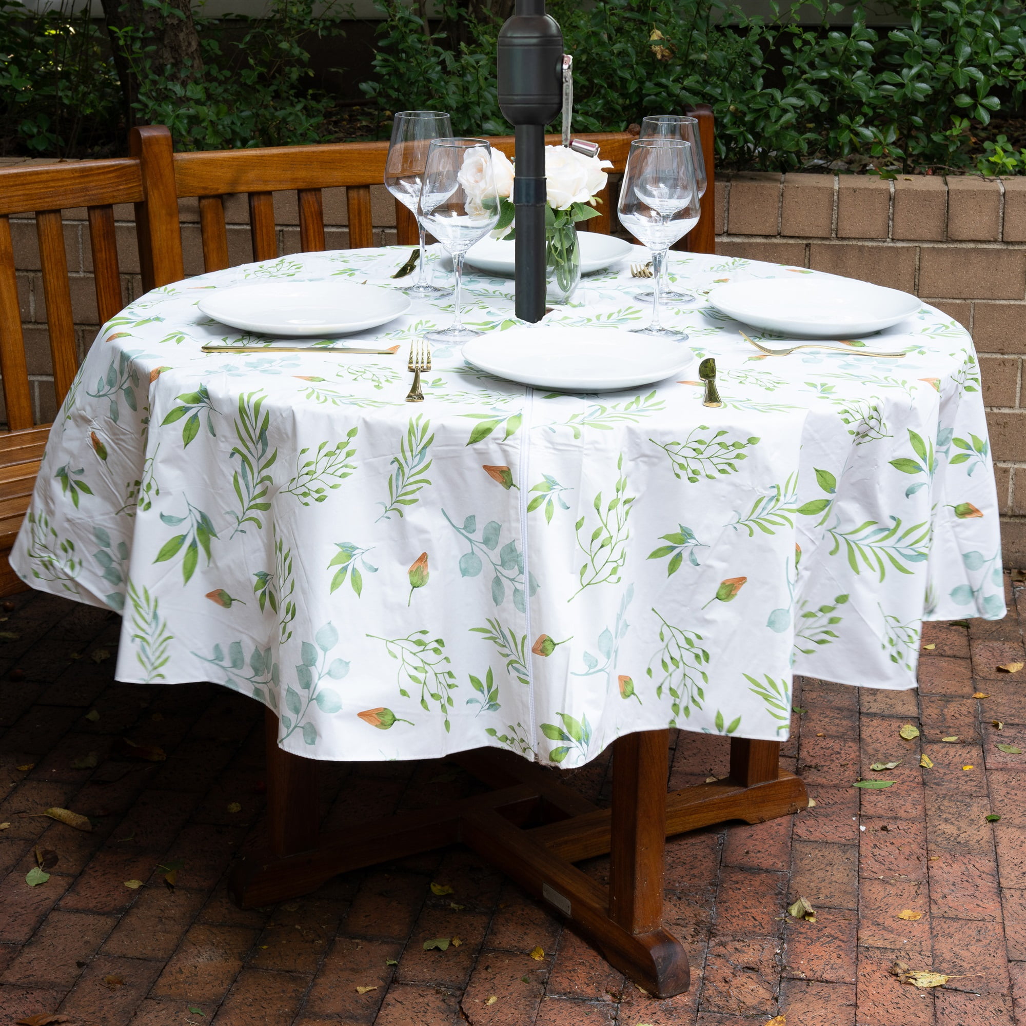Everyday Luxuries Waterproof Oblong Fitted Tablecloth with Umbrella ...