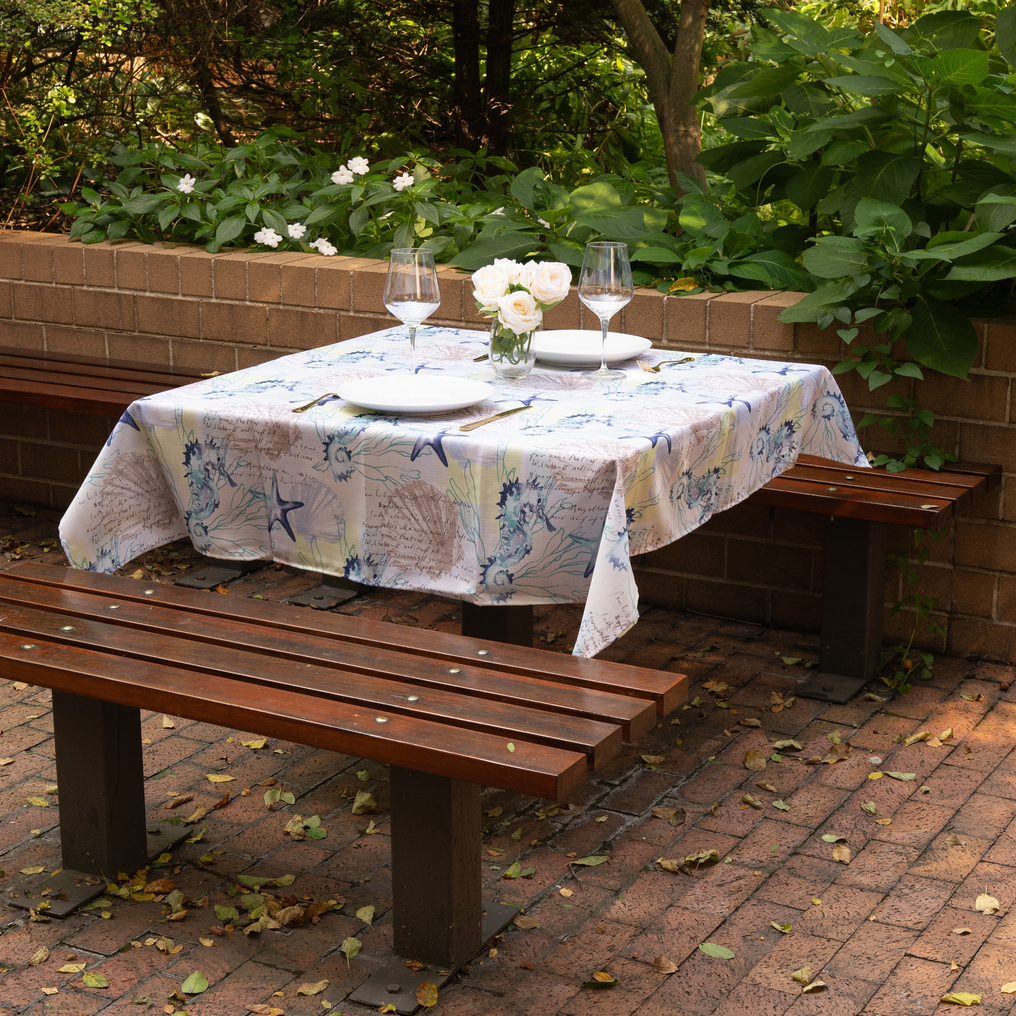 Everyday Luxuries Waterproof Square Fitted Tablecloth 52 x 52 Inch ...
