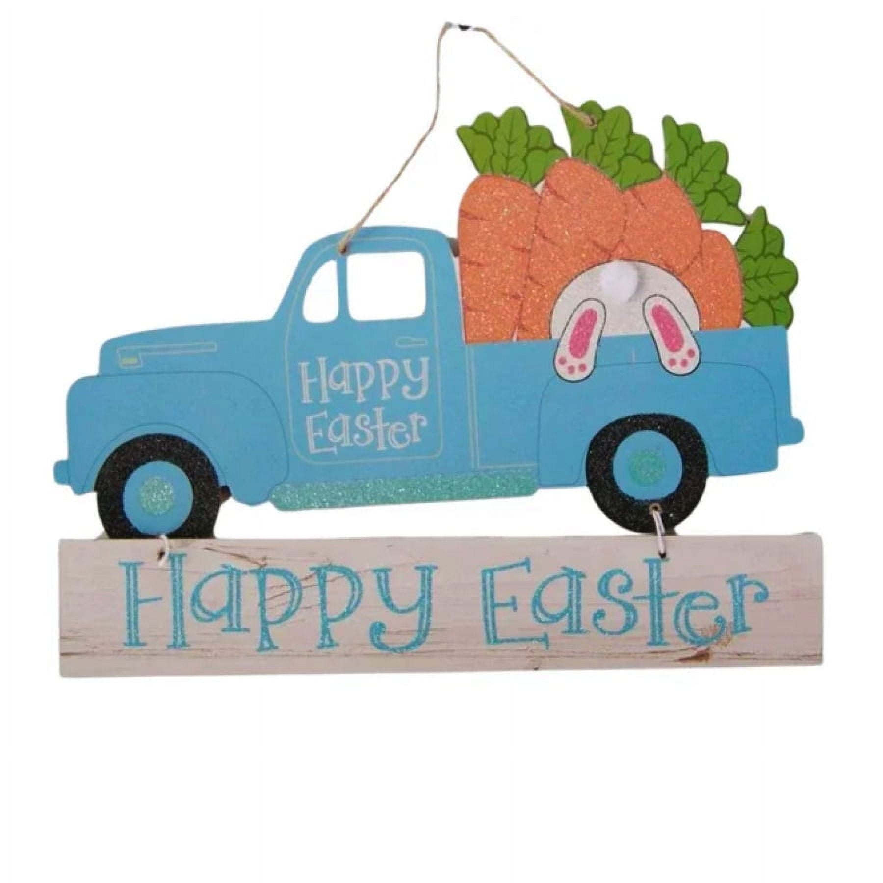 Everyday Necessiteez Happy Easter Blue Truck Glittery Decor Wall Door ...